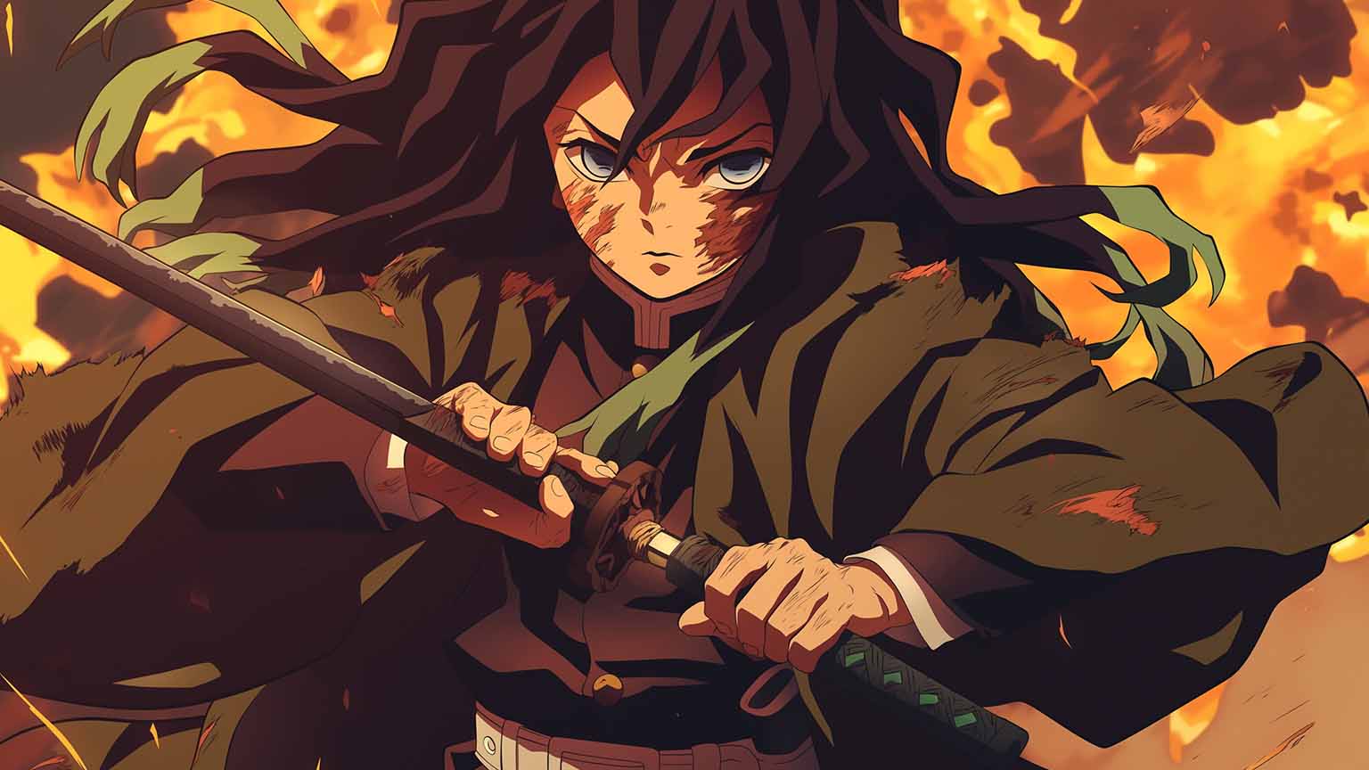 Demon Slayer Giyu Tomioka Calm Stance Desktop Wallpaper