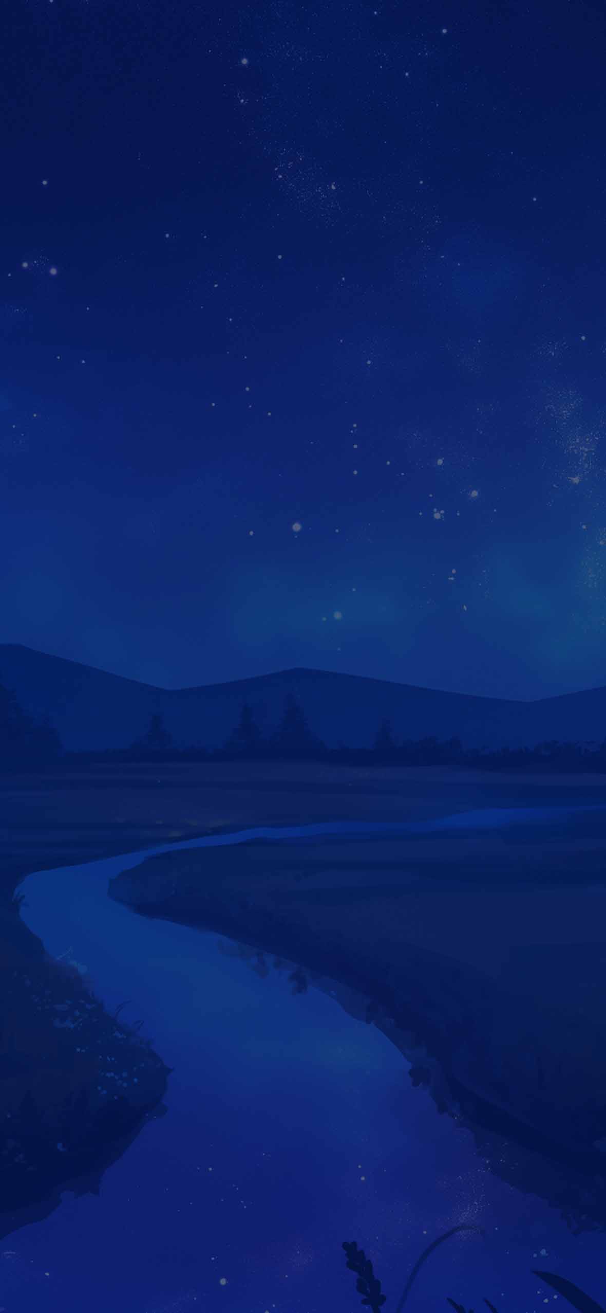 Midnight River Stars Galaxy Nightscape Blue Glow Wallpapers ...