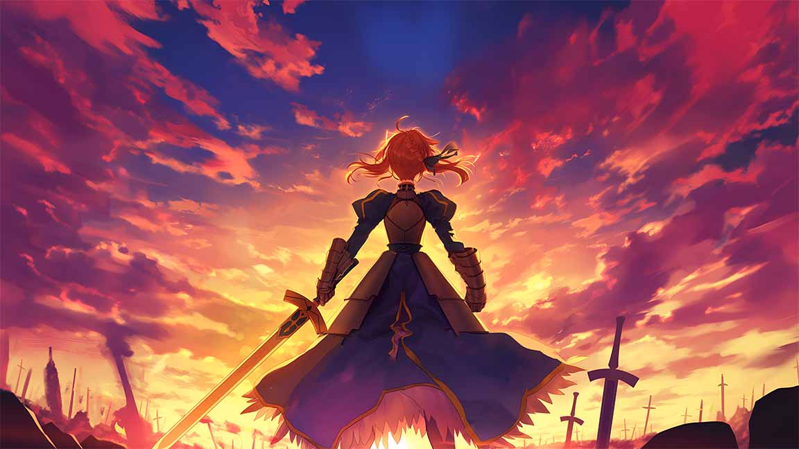 Saber Fate Sunset Blade Field of Swords Desktop Wallpaper 4K