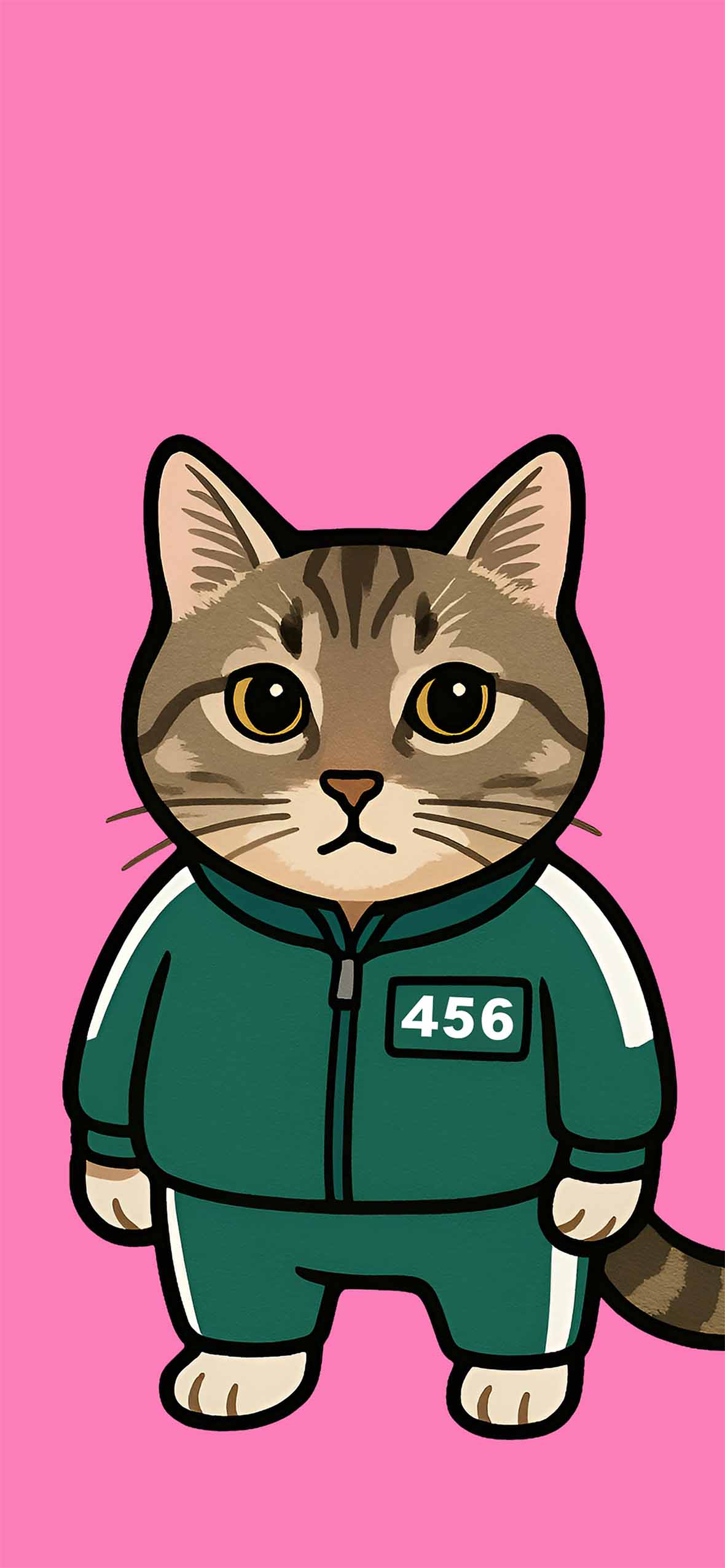 Squid Game Player 456 Cat Funny Wallpapers - Pink Wallpapers HD
