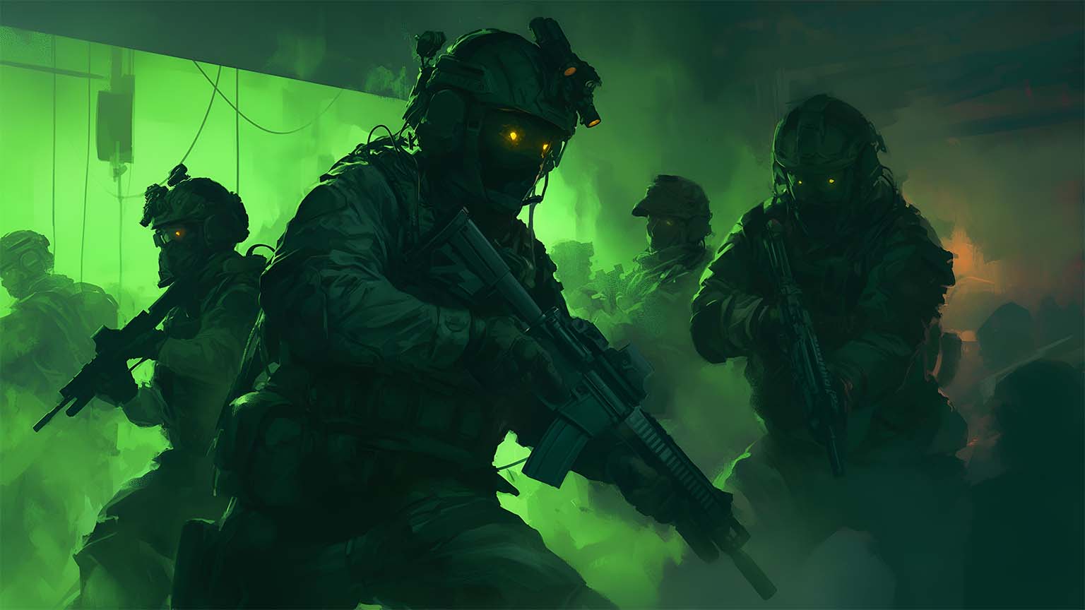 Call Of Duty Night Ops Green Smoke Desktop Wallpaper - 4K Vibes