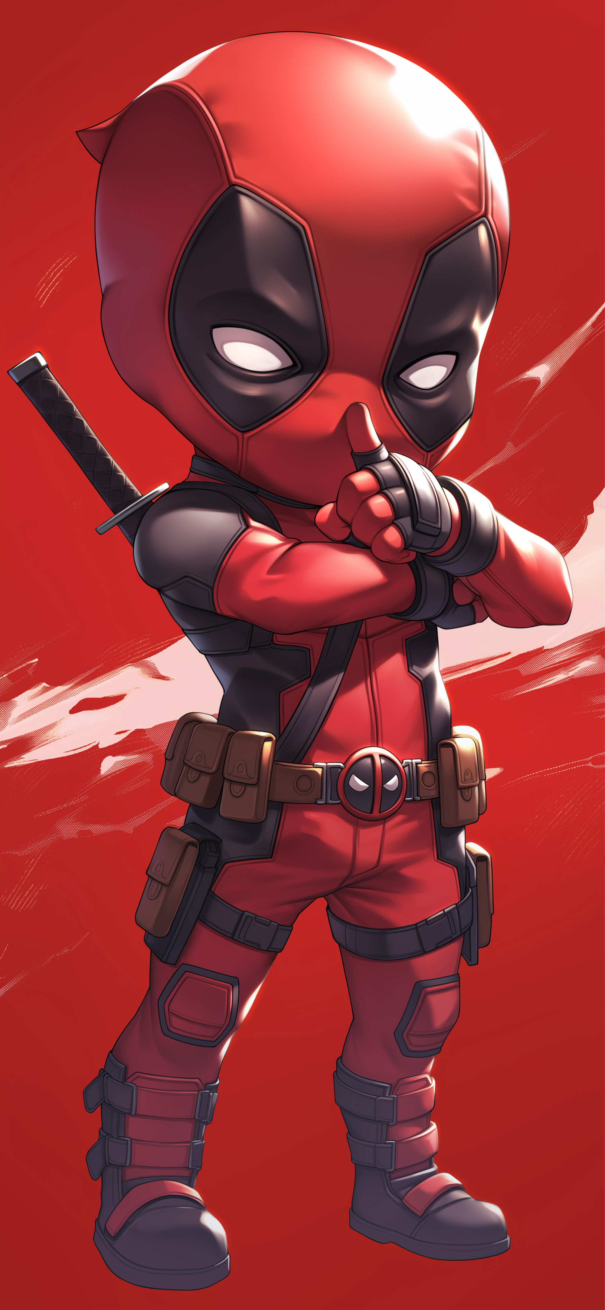 Chibi Deadpool Red Background Cool Style Wallpapers - Marvel HD