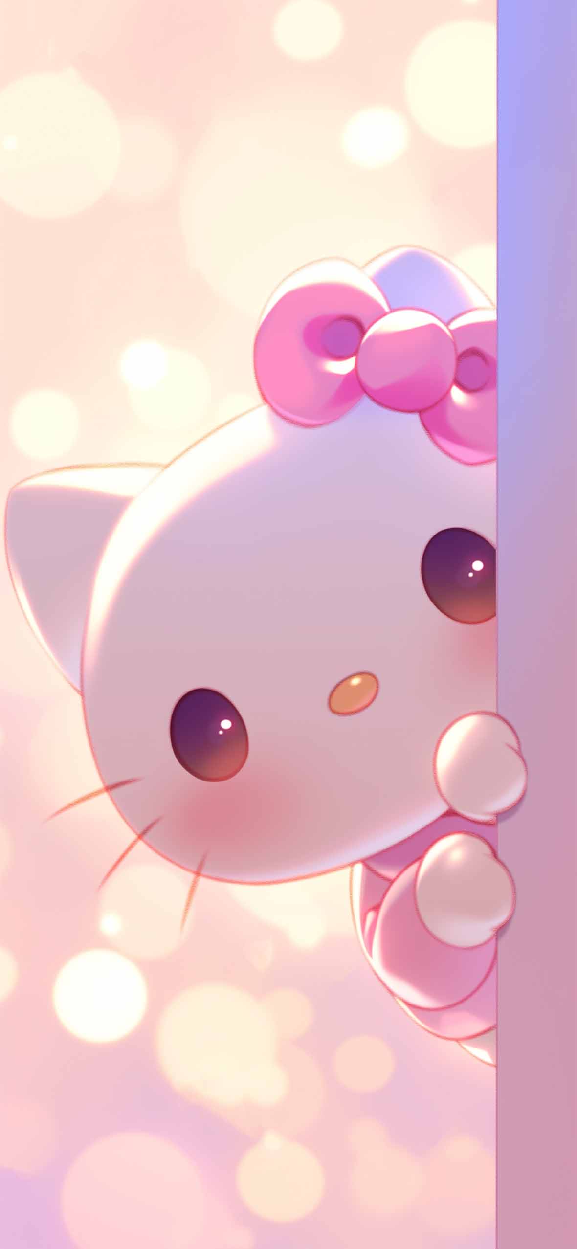 Chibi Hello Kitty Peeking Cute Style Wallpapers - Sanrio Wallpapers