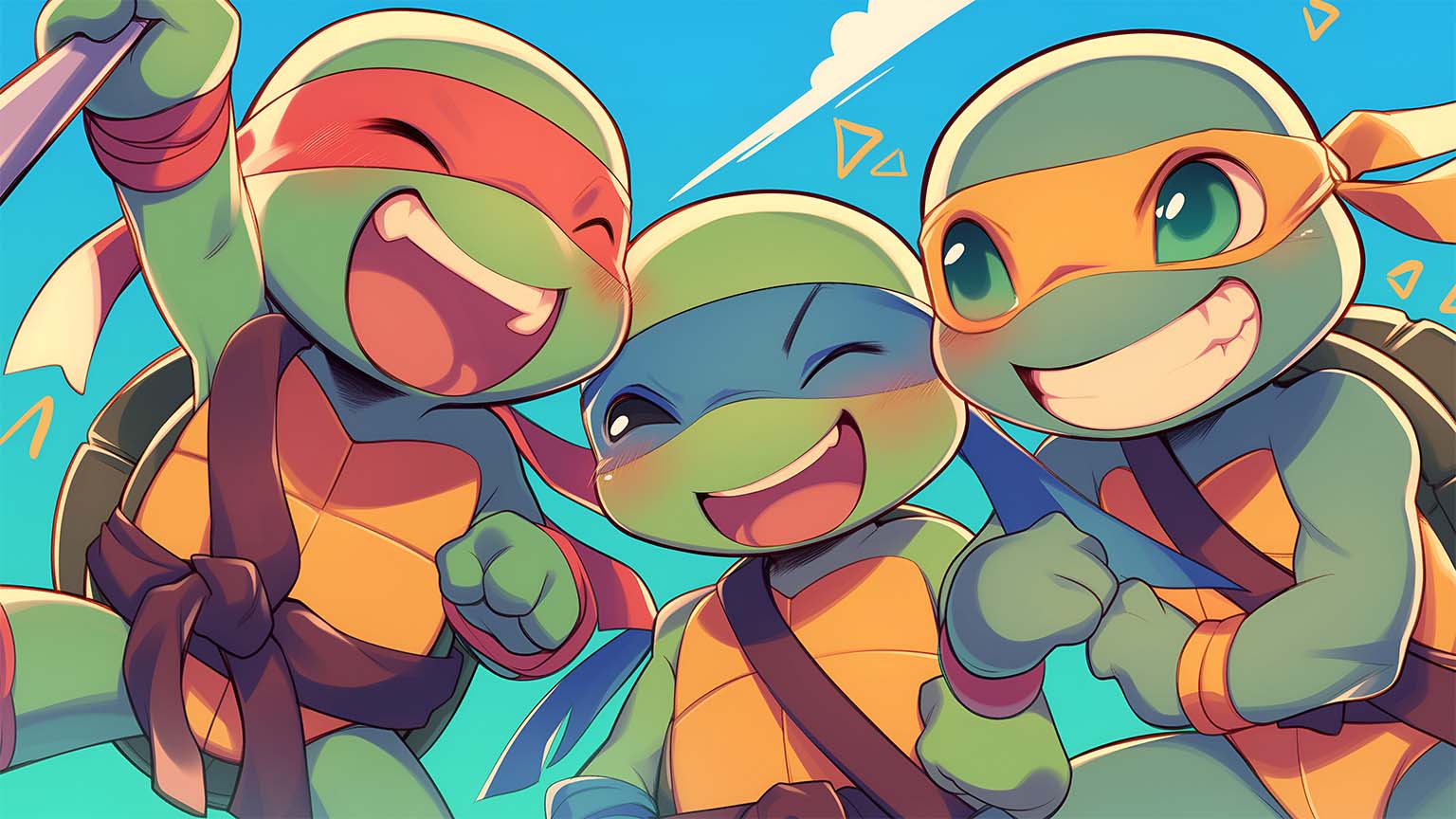 Chibi Teenage Mutant Ninja Turtles Fun Cute Laptop Wallpaper 4K