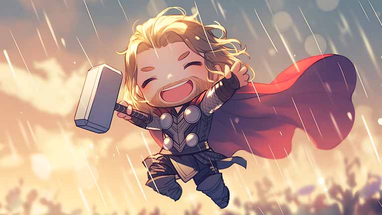 Chibi Thor Thunder Strike Desktop Wallpaper - Marvel Wallpaper 4k