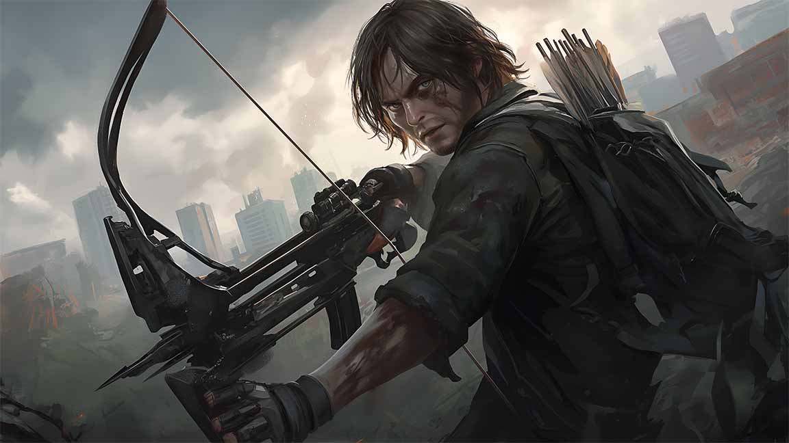Daryl Dixon Crossbow Urban Hunter Desktop Wallpaper - 4K Vibes
