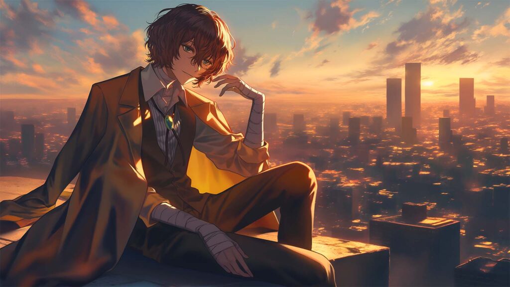 Dazai Osamu Sunset Rooftop Wallpaper 4k Anime Wallpaper