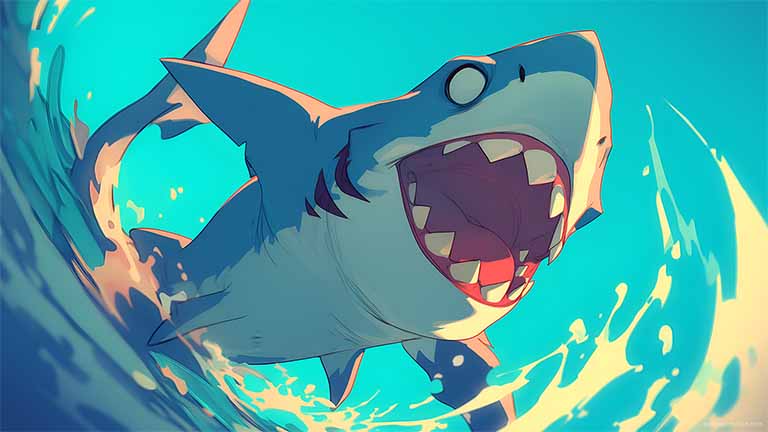 Funny Shark Attack Desktop Wallpaper 4K - Funny Shark Wallpaper