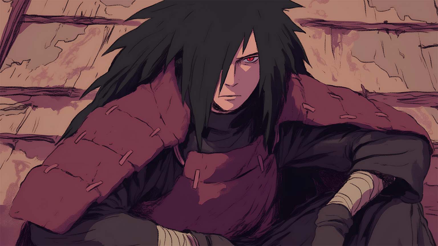 Madara Uchiha Art Style Sitting Desktop Wallpaper - 4K Wallpapers