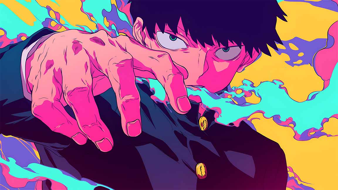 Mob Psycho Colorful Psychic Blast Stylized Art Desktop Wallpaper