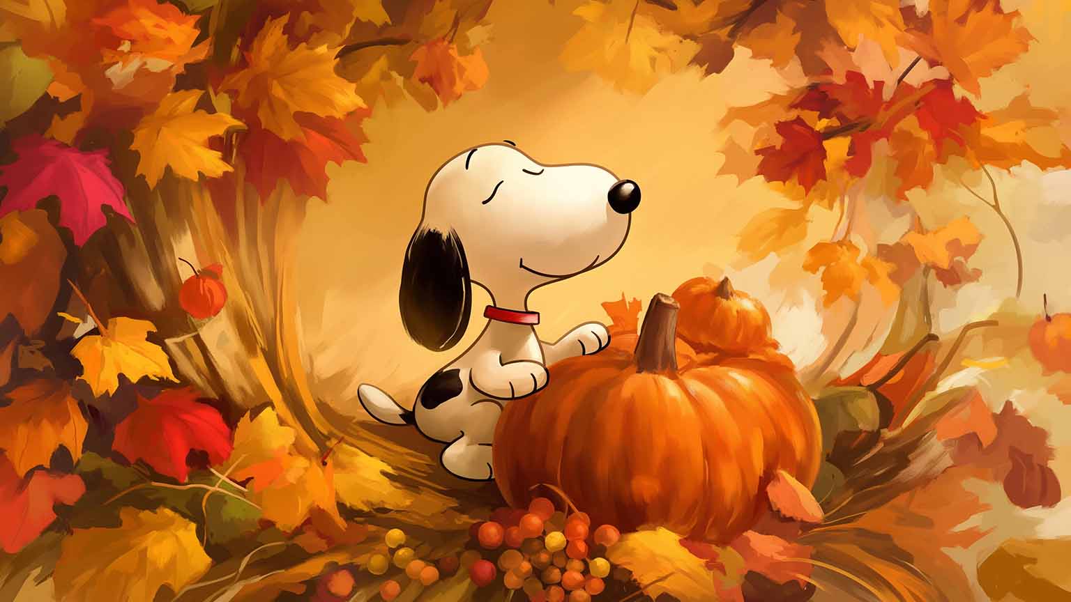 Free Peanuts Snoopy Harvest Time Desktop Wallpaper