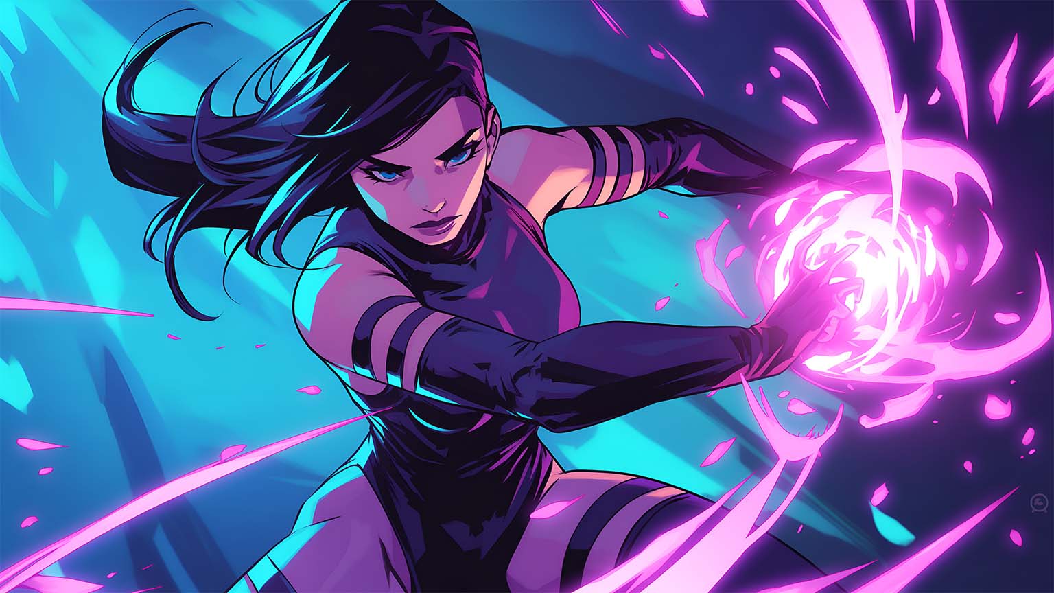 Cool Psylocke Telekinetic Power Glow Desktop Wallpaper 4K
