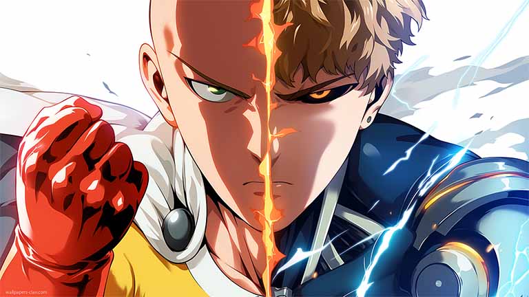 One Punch Man Saitama Cosmic Power Desktop Wallpaper