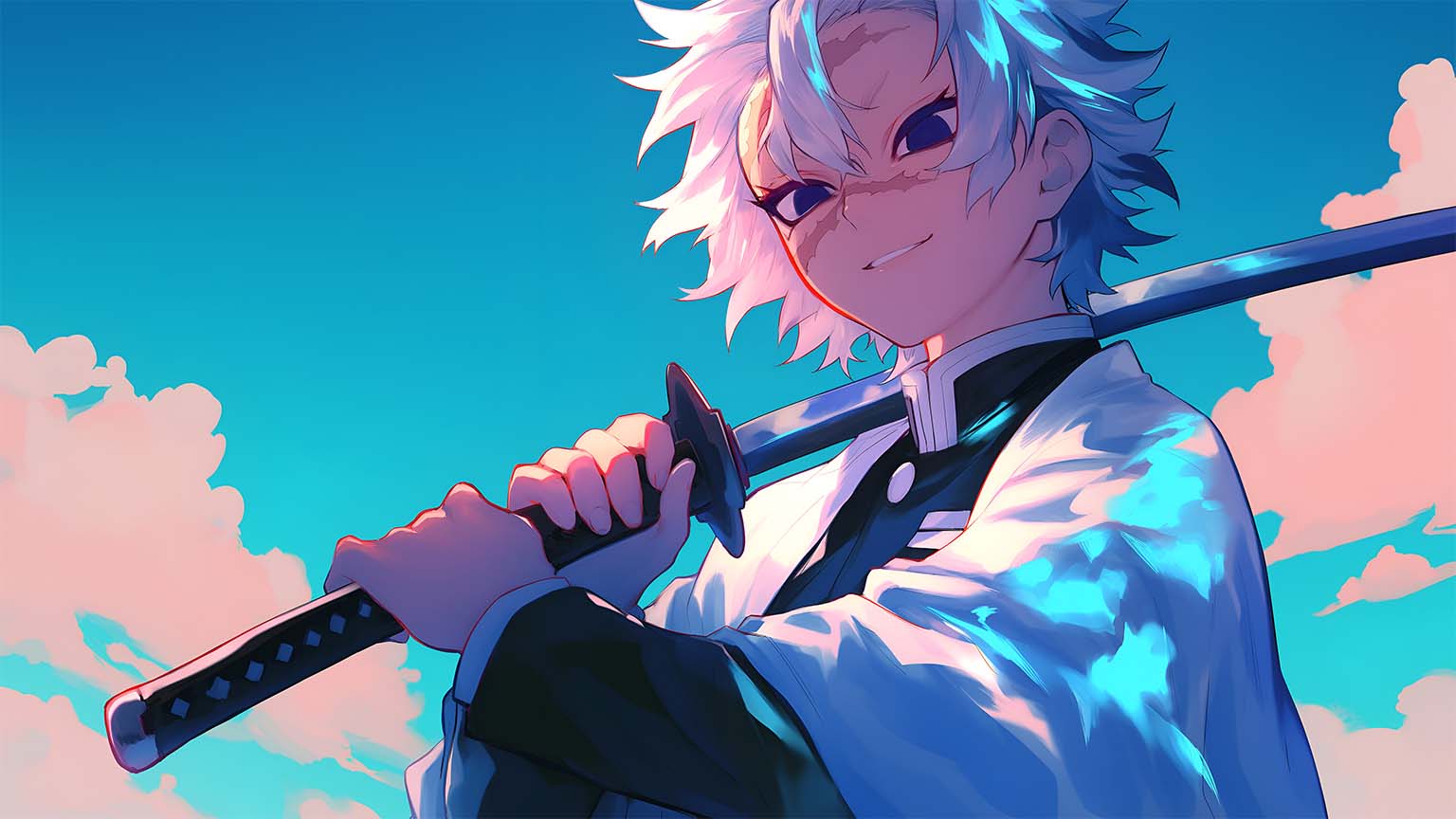 Sanemi Shinazugawa Smile Sword Anime Desktop Wallpaper 4K