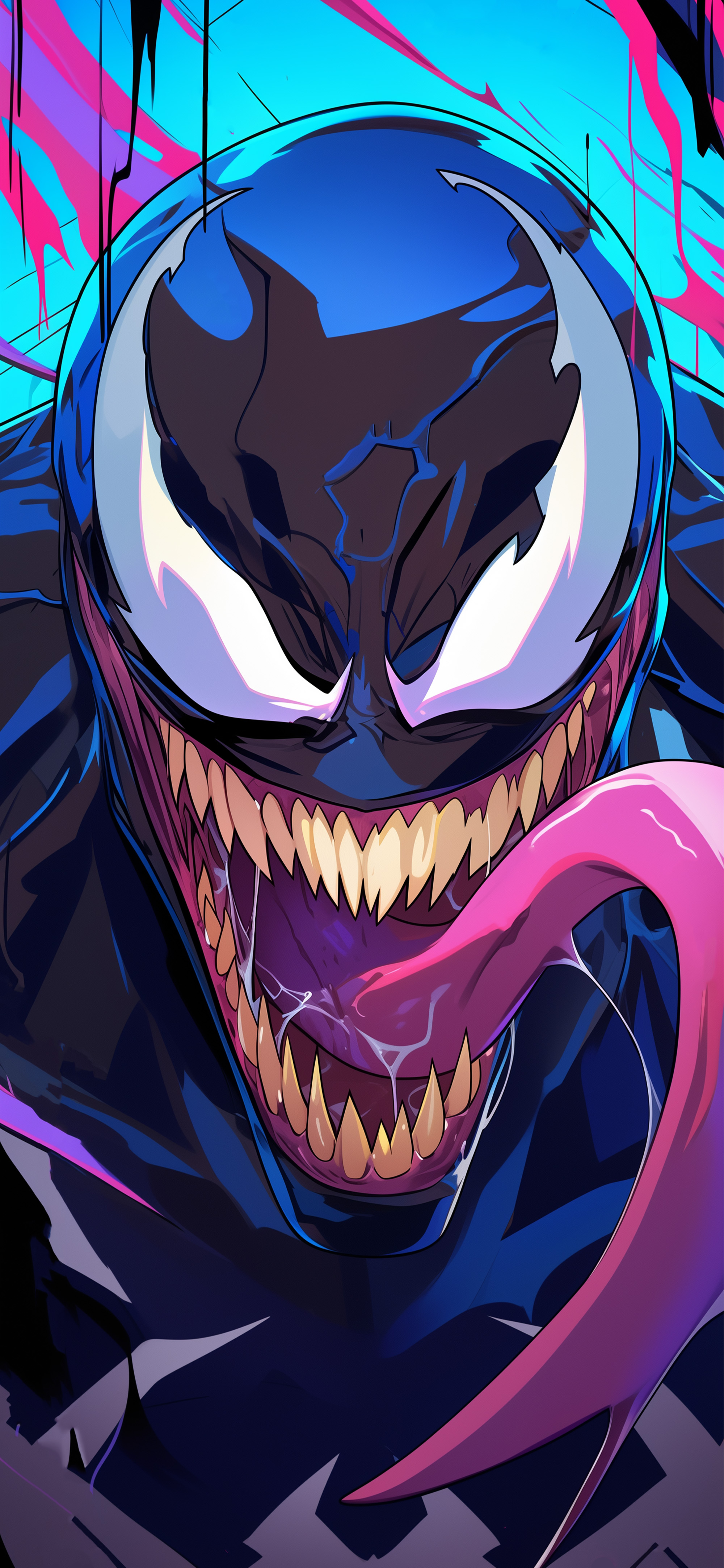 Venom Smile Pink Tongue Close-up Wallpapers - Marvel Wallpapers