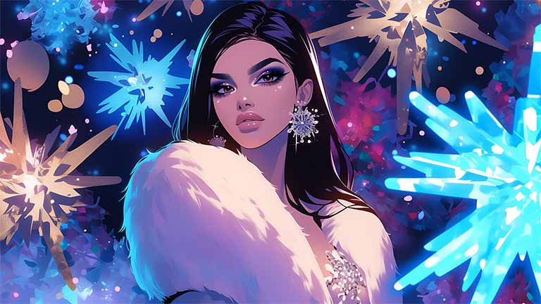 Winter Glam Kylie Snowflakes Desktop Wallpaper 4K