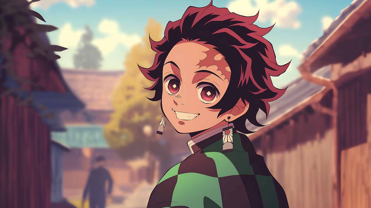 Demon Slayer Tanjiro Bright Smile Desktop Wallpaper