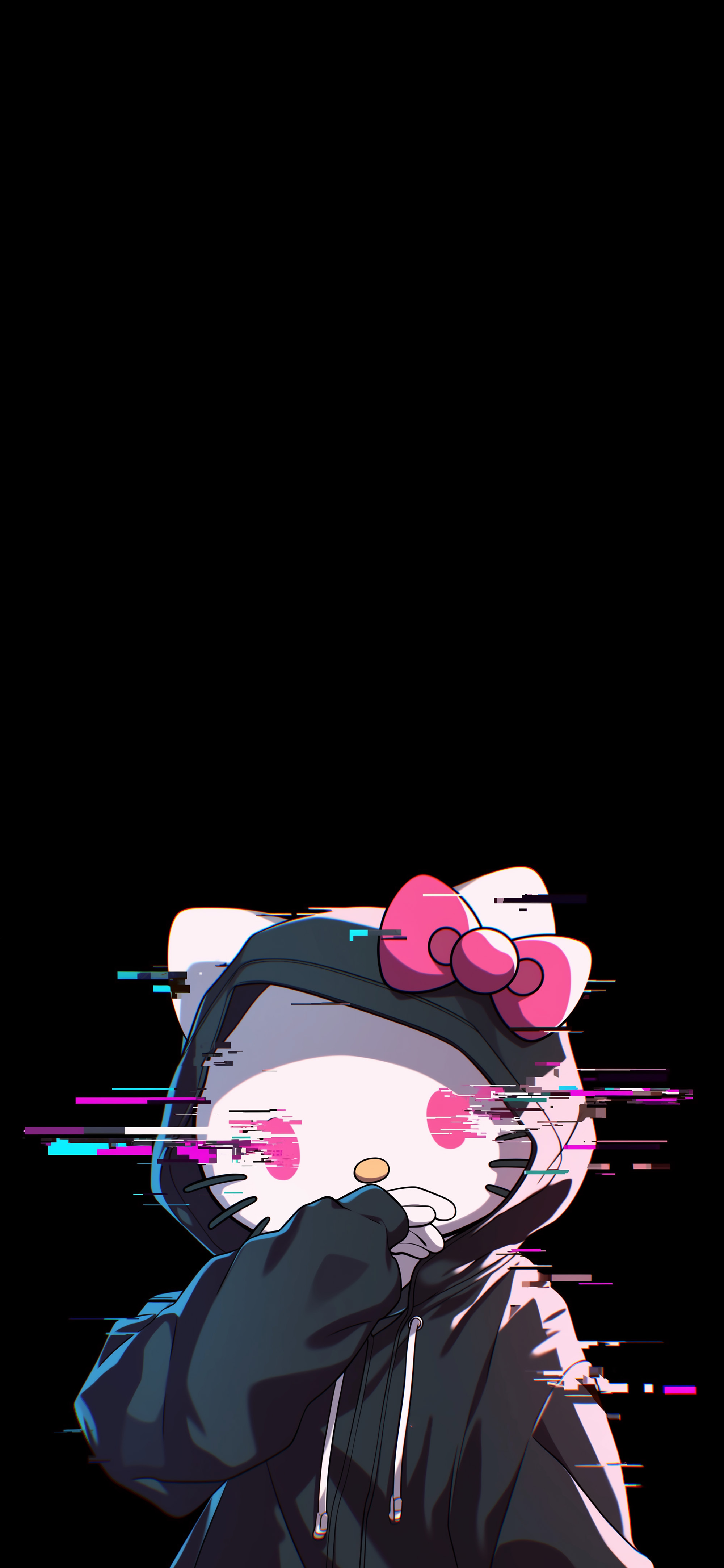 Glitch Hello Kitty Dark Vaporwave Style Wallpapers - HD Wallpapers
