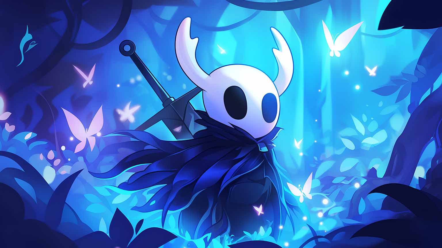 Free Hollow Knight The Knight Blue Forest Desktop Wallpaper