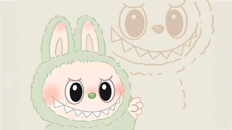 Labubu Green Blush Desktop Wallpaper % - Labubu Wallpaper