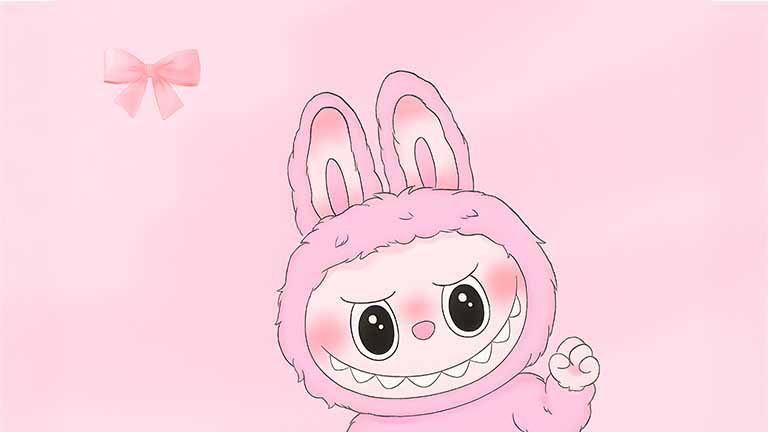 Labubu Mokoko Pink Monster Desktop Wallpaper - Free Wallpaper