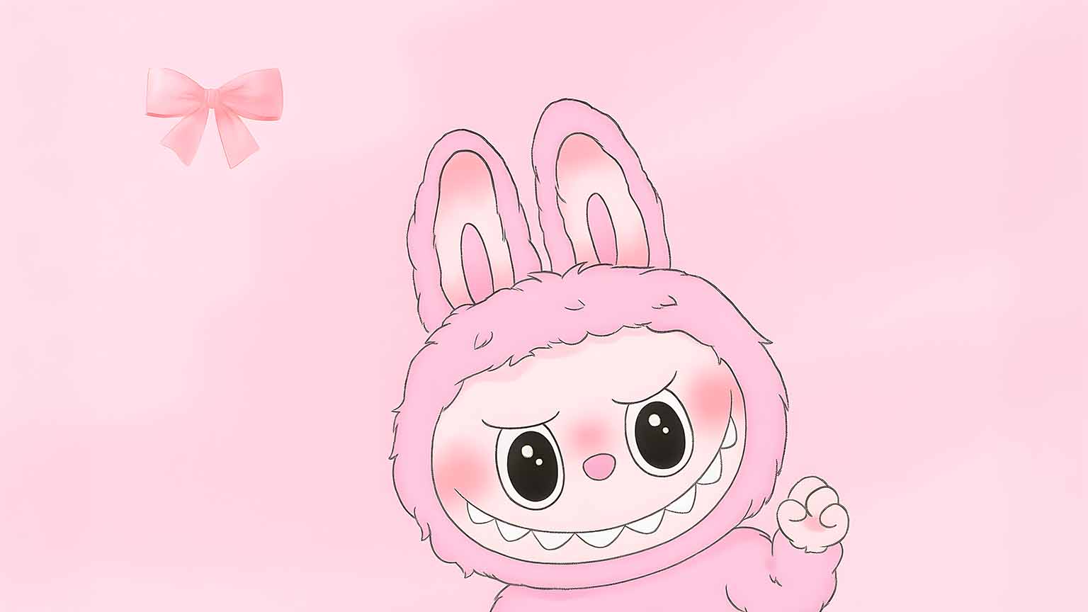 Labubu Mokoko Pink Monster Desktop Wallpaper - Free Wallpaper