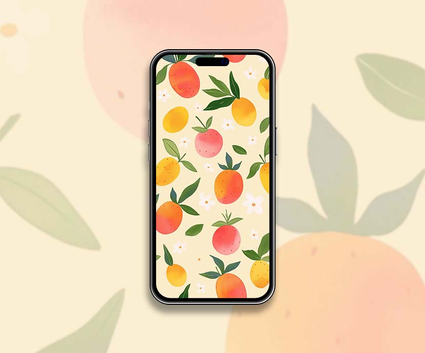 Mango Orange Fruit Pattern Aesthetic Wallpapers - Sweet Wallpaper