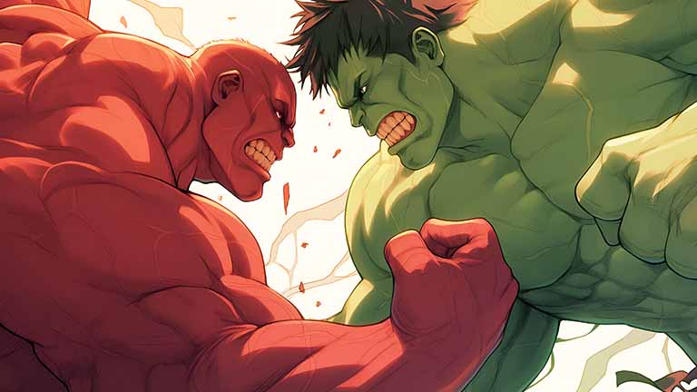 Hulk vs Red Hulk Clash Desktop Wallpaper - Marvel Wallpaper