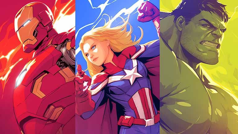 Superheroes Iconic Trio Desktop Wallpaper - Marvel Wallpaper 4K