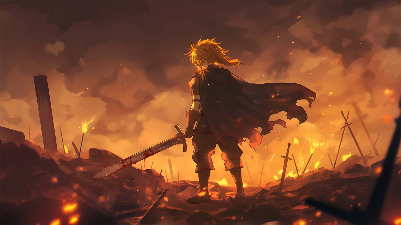 Meliodas Sword Demon Fire Scene Desktop Wallpaper - 4K Anime