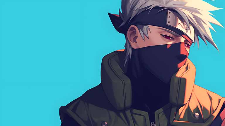 4K Naruto Kakashi Hatake Blue Backdrop Desktop Wallpaper
