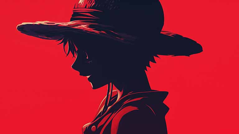 Free One Piece Luffy Minimalist Smile Desktop Wallpaper 4K