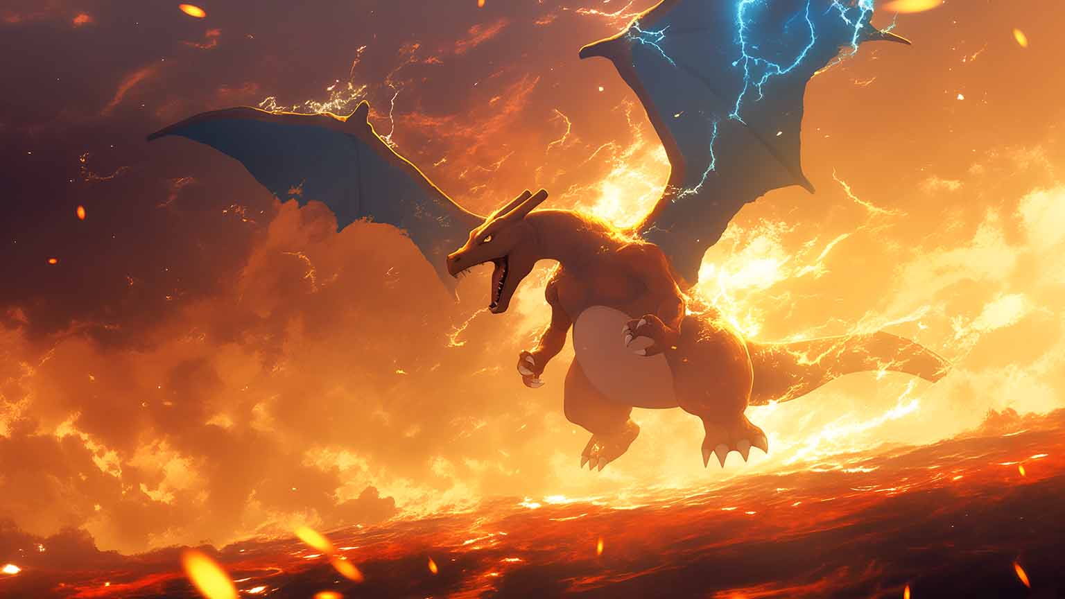Free Pokemon Charizard Fiery Descent Desktop Wallpaper 4K