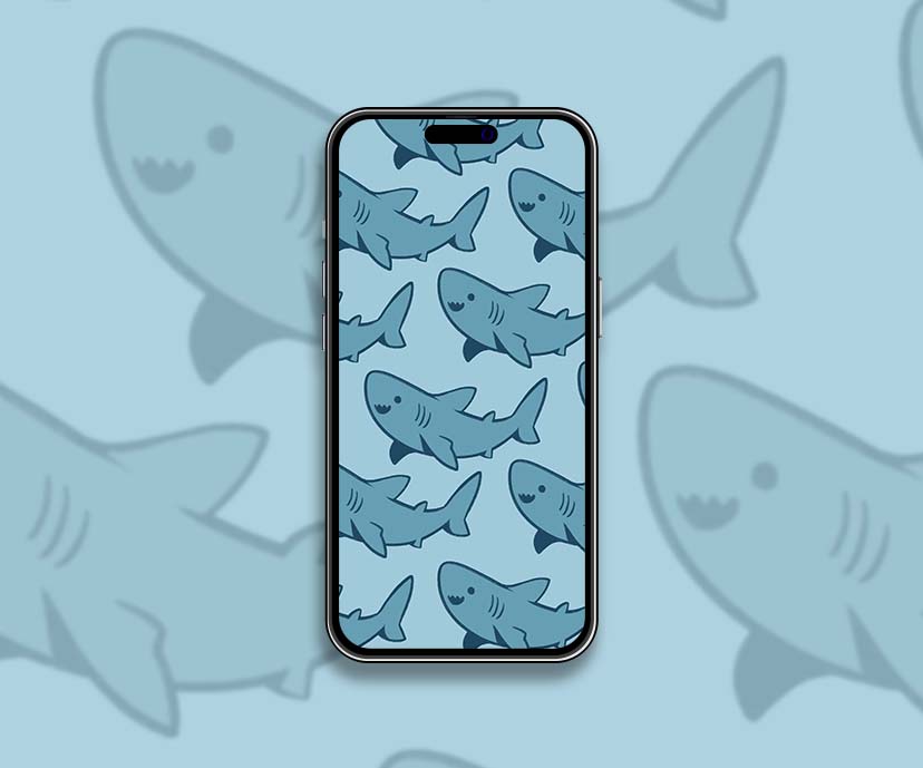 Smiley Shark Fun Pattern Wallpapers - Cute Phone Wallpapers HD