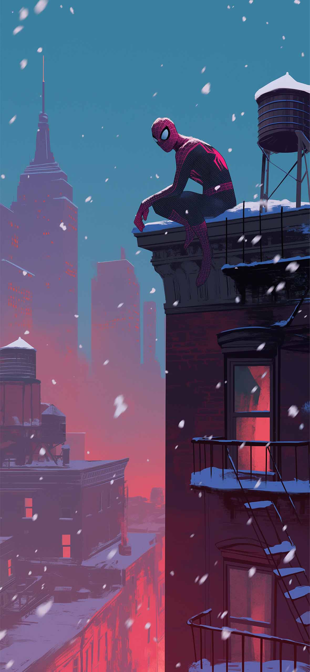Spider-Man Winter City Rooftop Wallpapers - Marvel Wallpapers HD