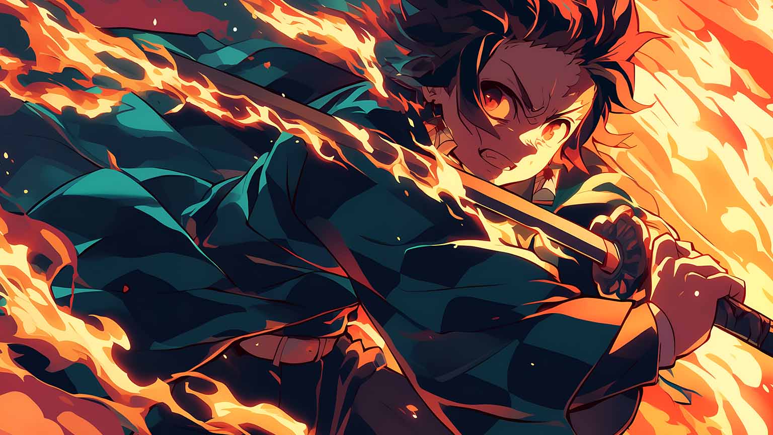 Tanjiro Kamado Cute Smile Energy Desktop Wallpaper - Ninja Vibes