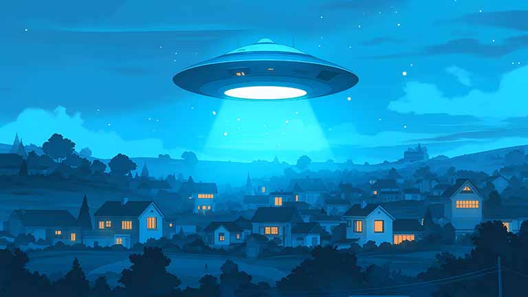UFO Hovering Lights Desktop Wallpaper - UFO 4k Wallpaper
