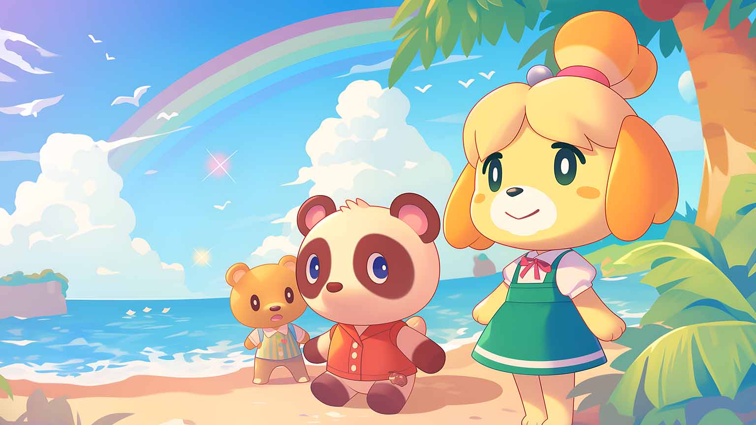 Free Animal Crossing Isabelle Beach Day Desktop Wallpaper