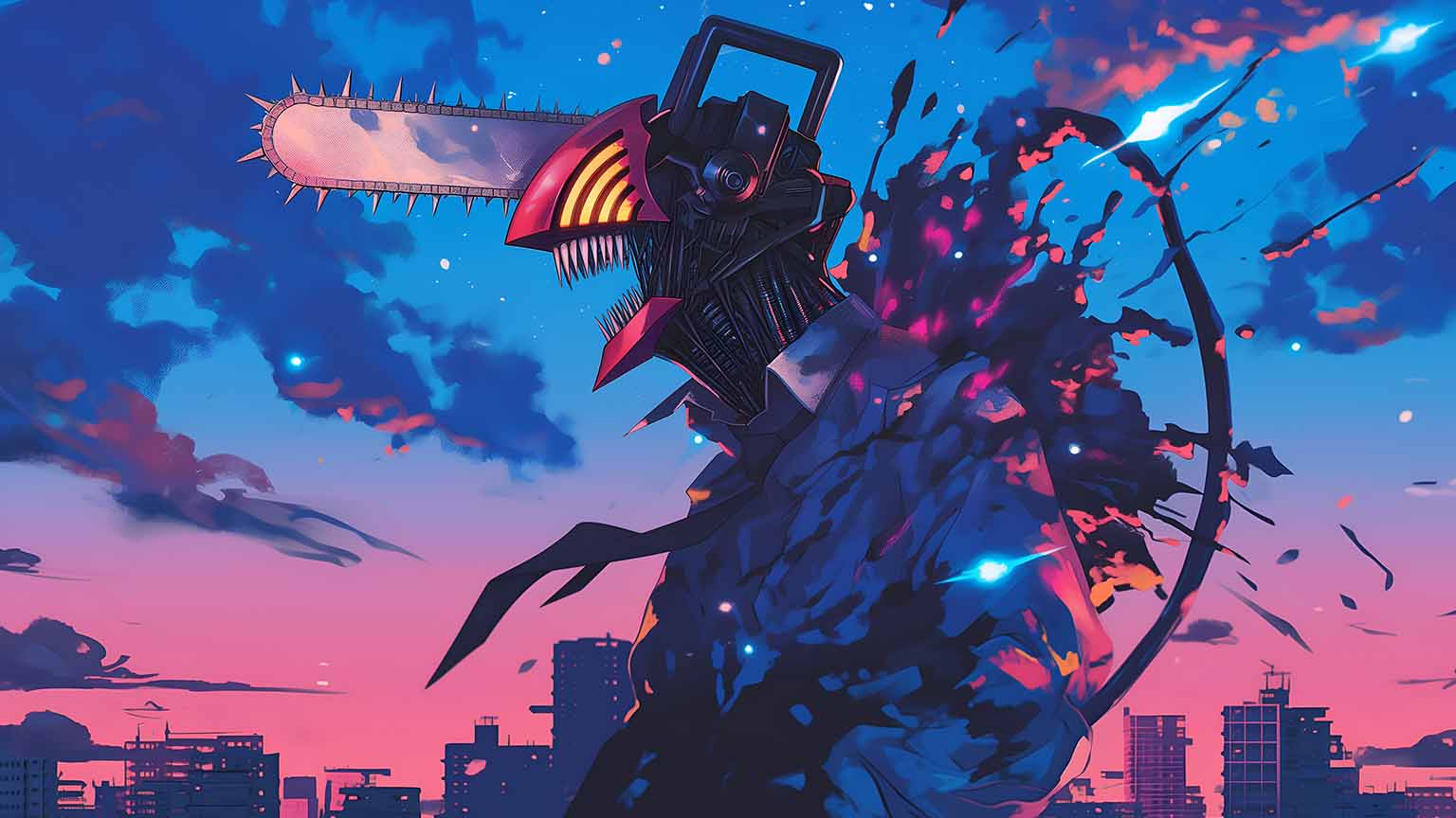 Chainsaw Man Denji Fiend Form Glowing Desktop Wallpaper