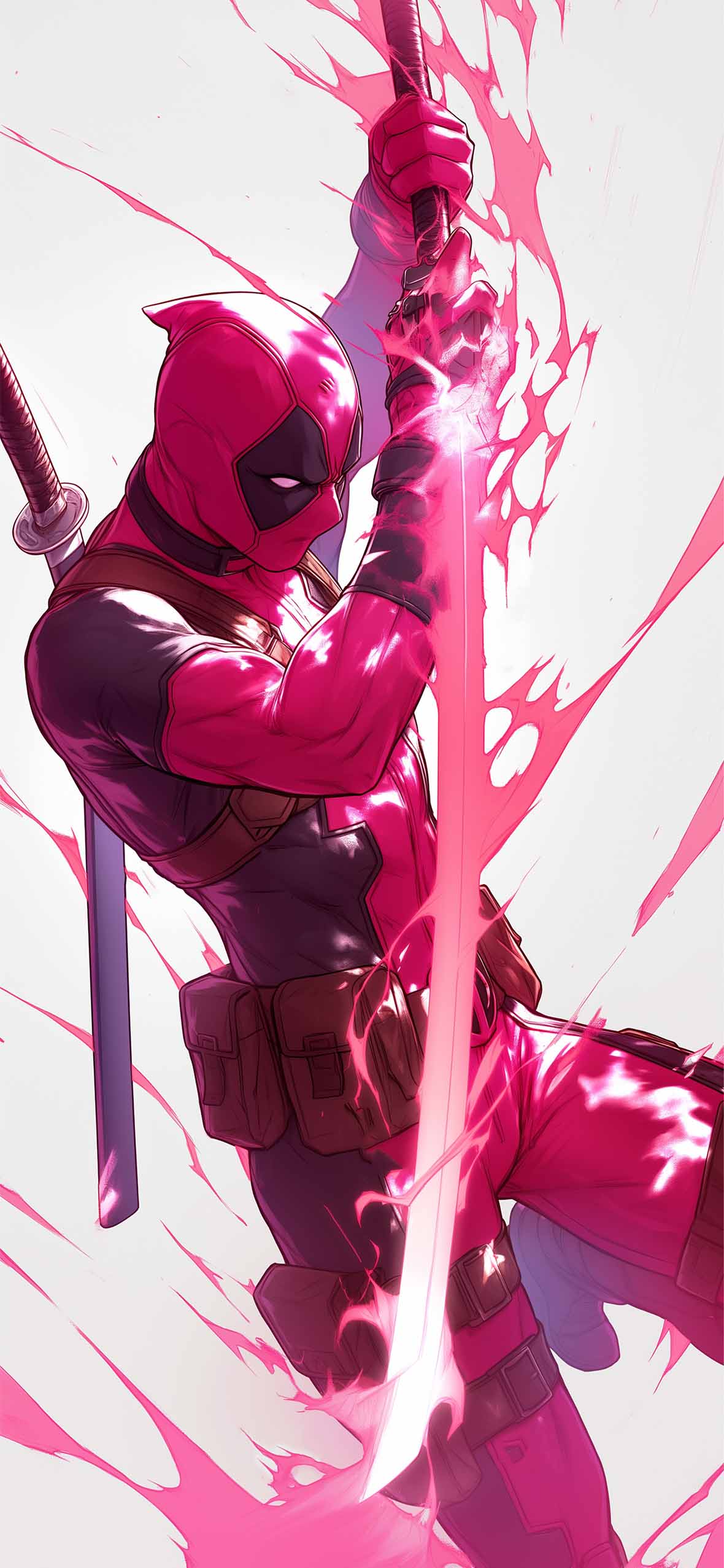 Deadpool With Glowing Sword Red White Wallpapers iPhone HD