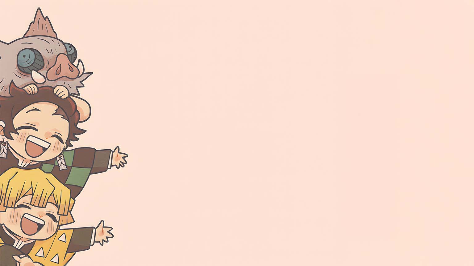 Demon Slayer Cute Trio Smile Desktop Wallpaper - 4K Wallpapers