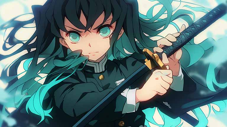 Demon Slayer Muichiro Tokito Calm Fighter Desktop Wallpaper