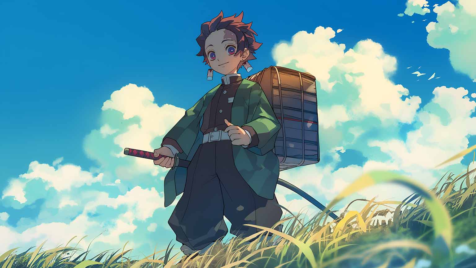 Demon Slayer Tanjiro Peaceful Landscape Desktop Wallpaper 4K