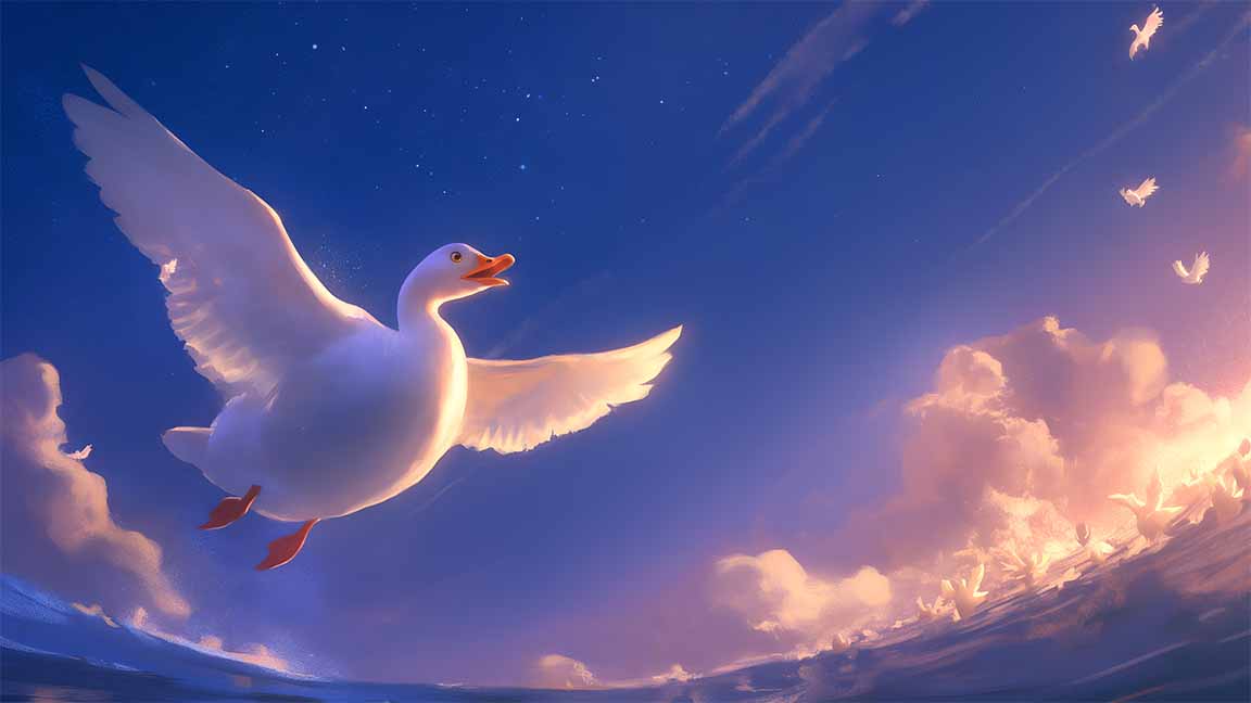 Floating Goose Cosmic Honk Desktop Wallpaper - 4K Wallpapers