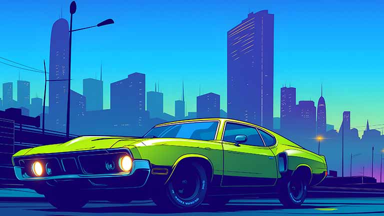 GTA Neon Night Cruiser Desktop Wallpaper - GTA Wallpaper