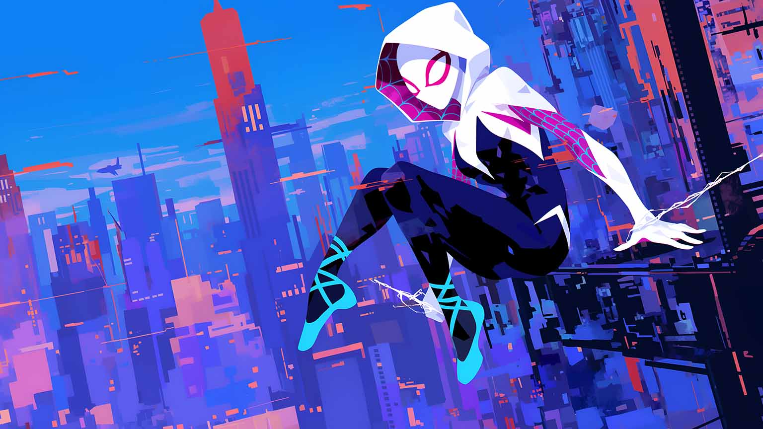 Into the Spider-Verse Gwen Stacy City View Desktop Wallpaper