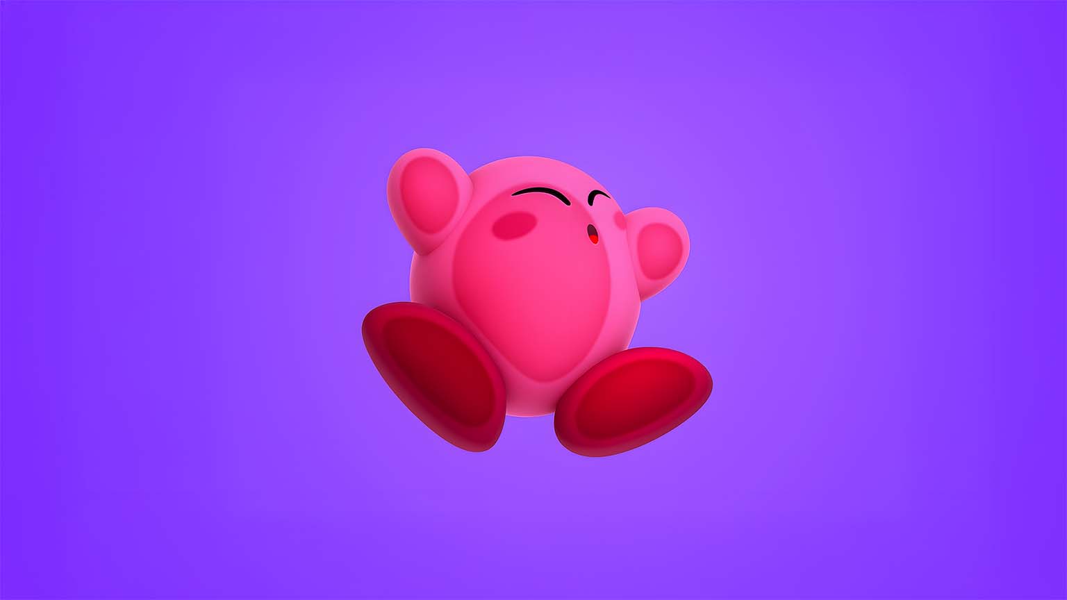Kirby Jump Purple Background Cute Desktop Wallpaper 4K & HD