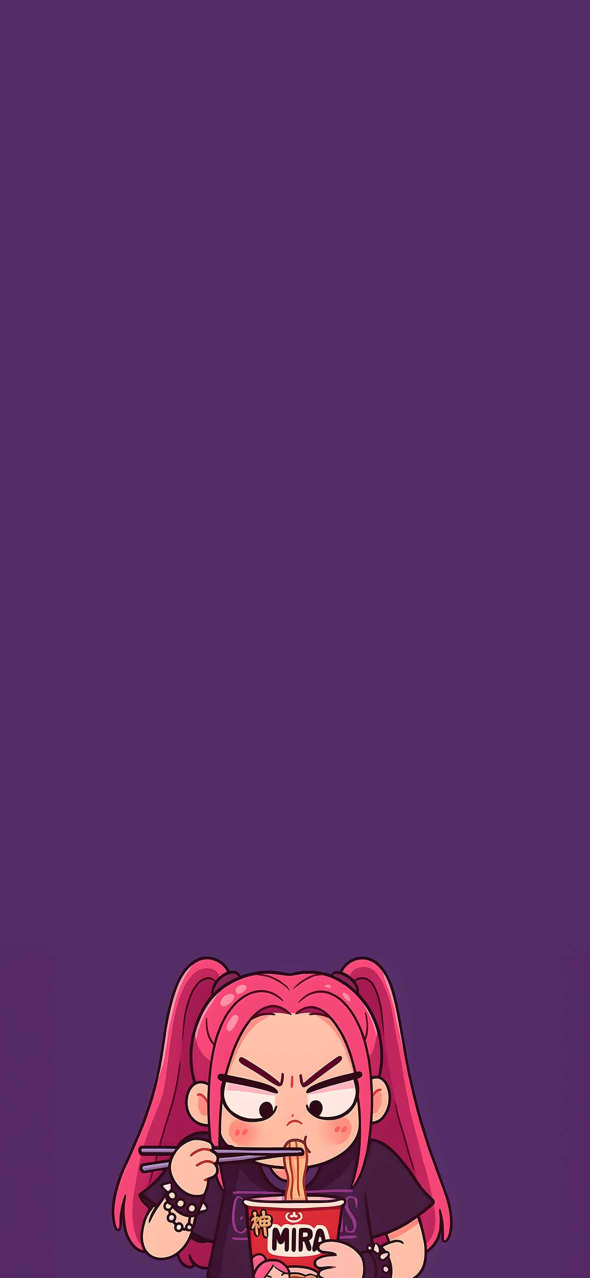 Kpop Demon Hunters Cute Mira Eating Ramen Wallpapers iPhone