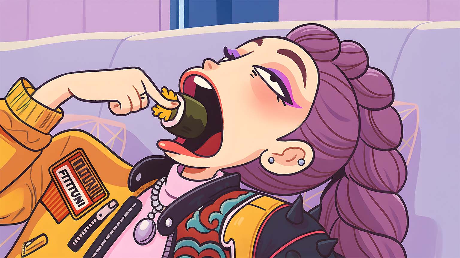 KPop Demon Hunters Rumi Eating Sushi Desktop Wallpaper 4K