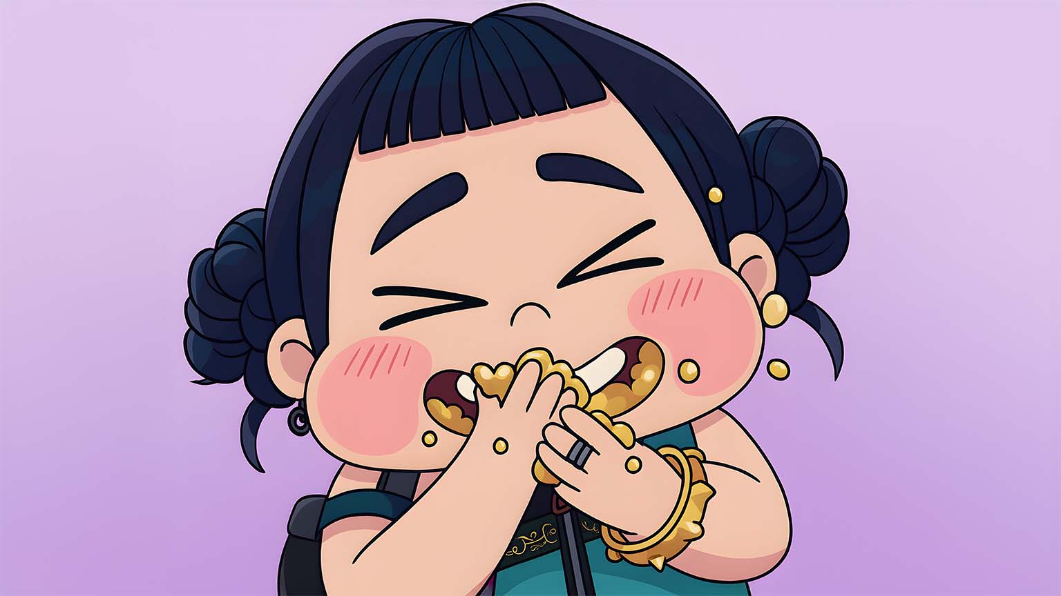 KPop Demon Hunters Zoey Laughing Desktop Wallpaper 4K & HD